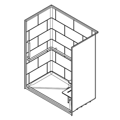 Single-Piece Roll-in Shower with Simulated Tile
